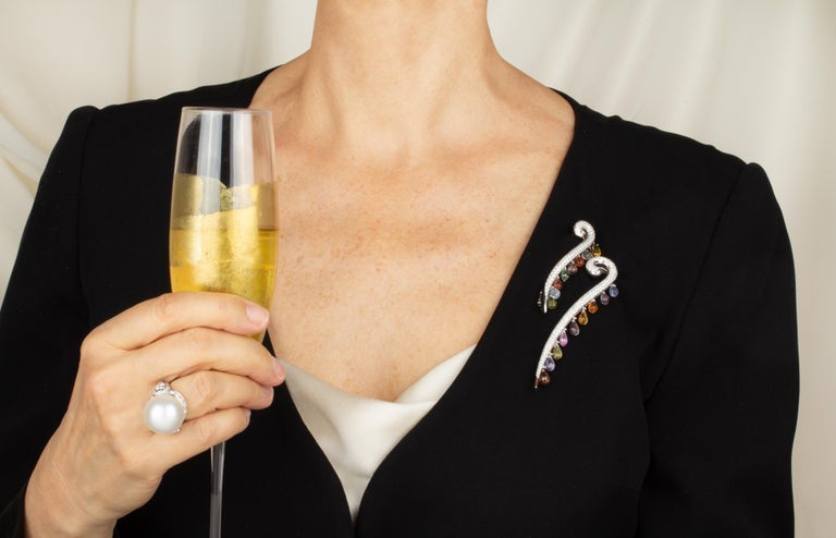 Ella Gafter Diamond Sapphire Briolette Stick Pin For Sale at 1stDibs