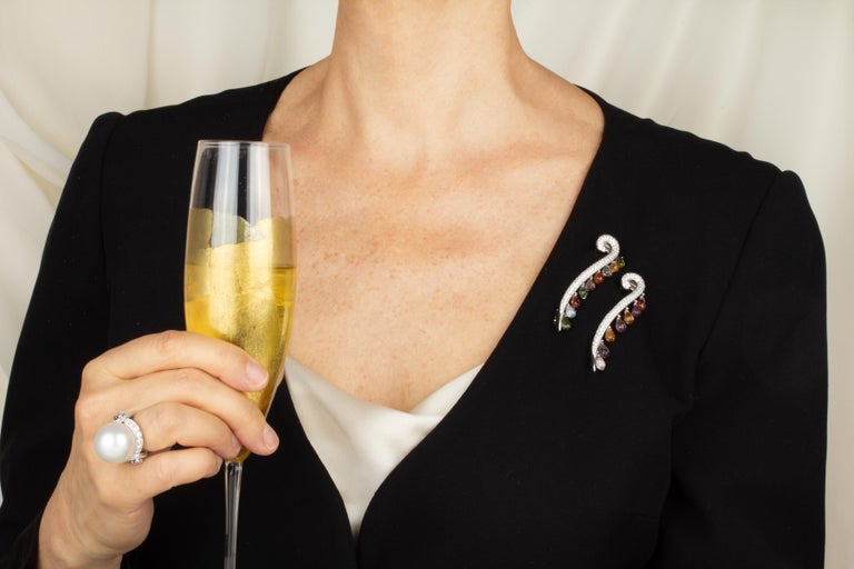 Ella Gafter Diamond Sapphire Briolette Stick Pin For Sale at 1stDibs