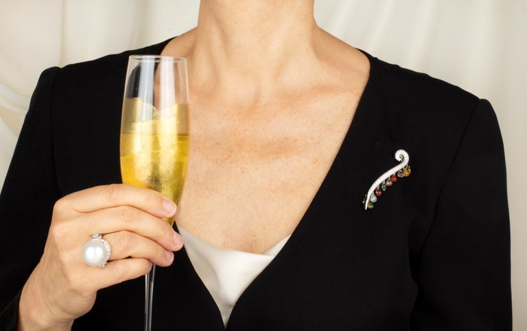 Ella Gafter Sapphire Briolette Diamond Stick Pin For Sale at 1stDibs