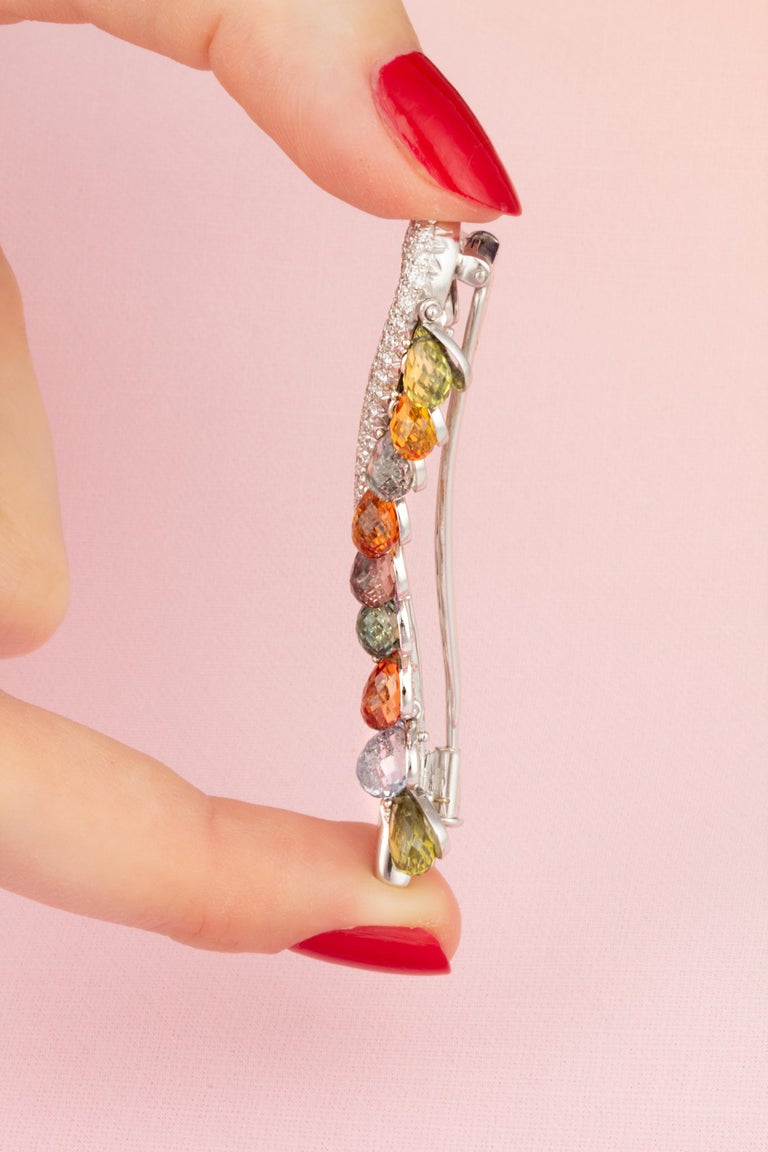 Ella Gafter Sapphire Briolette Diamond Stick Pin For Sale at 1stDibs