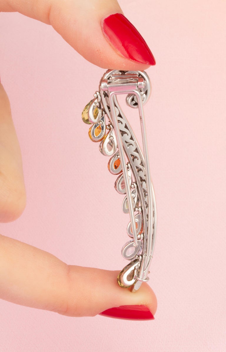 Ella Gafter Sapphire Briolette Diamond Stick Pin For Sale at 1stDibs