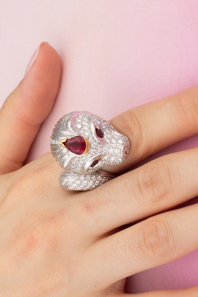 Ella Gafter Leo Diamond Ruby Zodiac Ring For Sale at 1stDibs