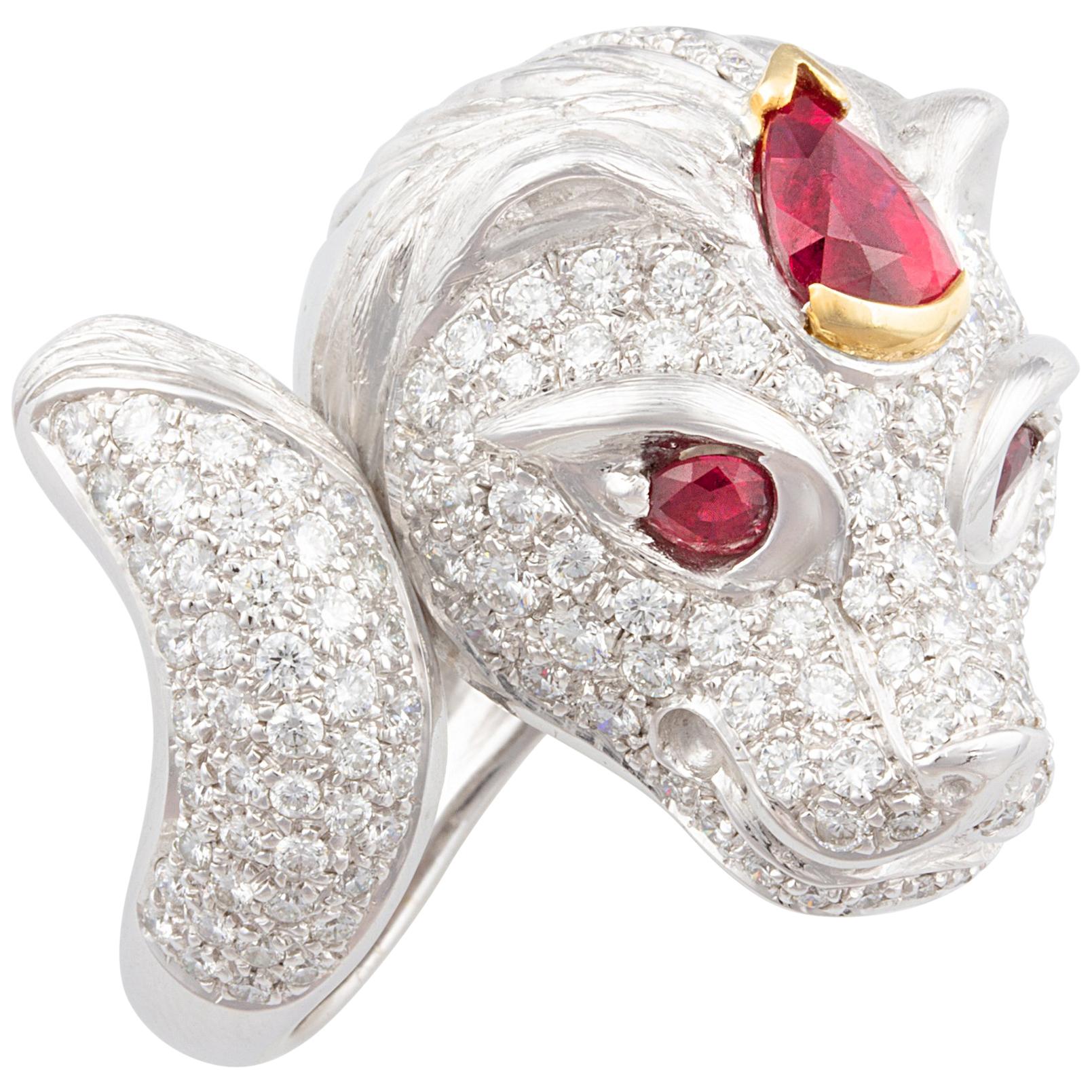 Ella Gafter Leo Diamond Ruby Zodiac Ring For Sale at 1stDibs