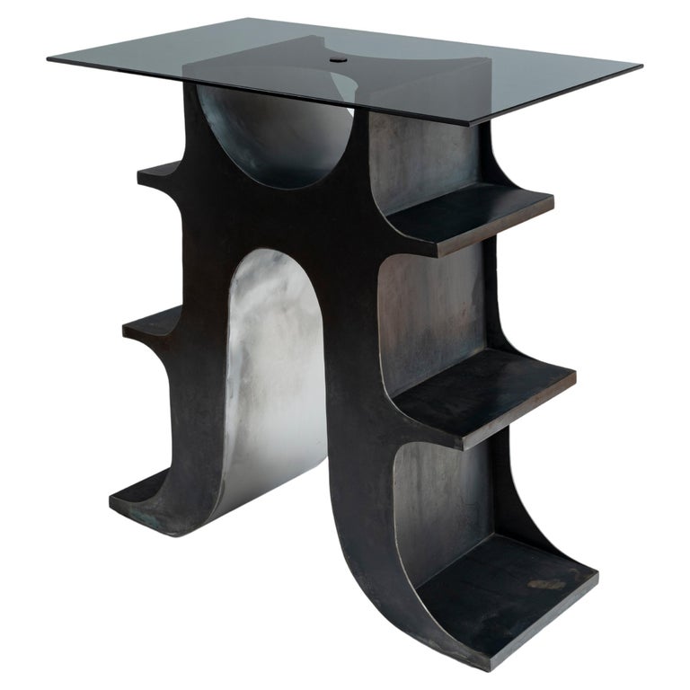 Rare, Contemporary Sculptural Steel and Glass Standing Desk by Ellen ...