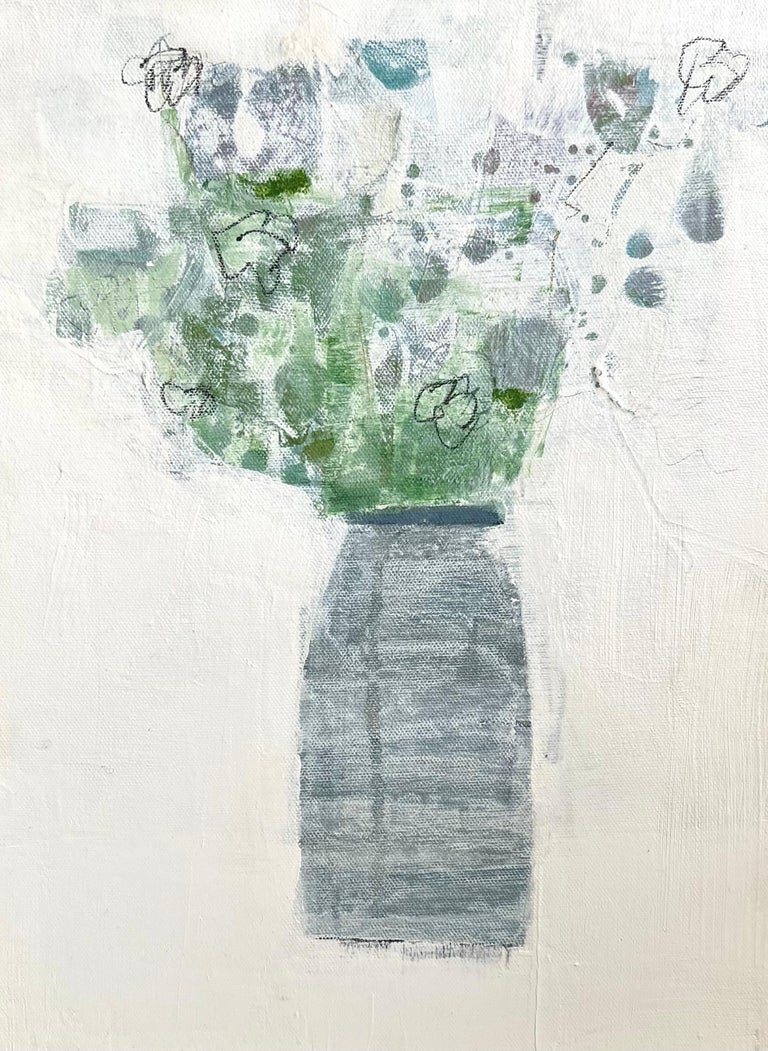 Ellen Rolli - Vessel with Wildflowers on White by Ellen Rolli, Abstract ...