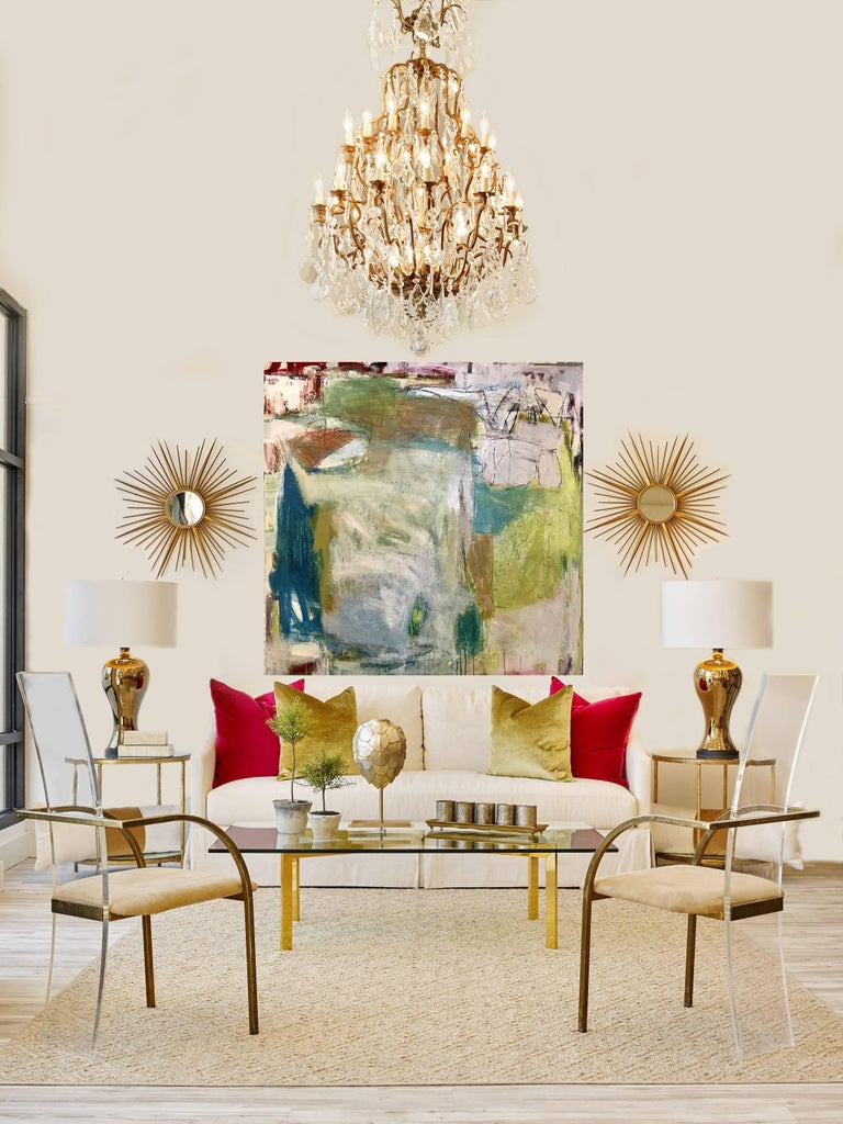 Ellen Rolli - Wait for Me, Large Square Abstract Acrylic and Mixed ...