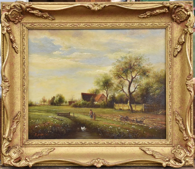 Ellen Vernon - Victorian English Oil Painting Rural Landscape with ...