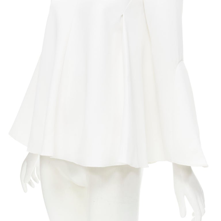 ELLERY white crepe flutter bell sleeve flared top US4 S For Sale at 1stDibs