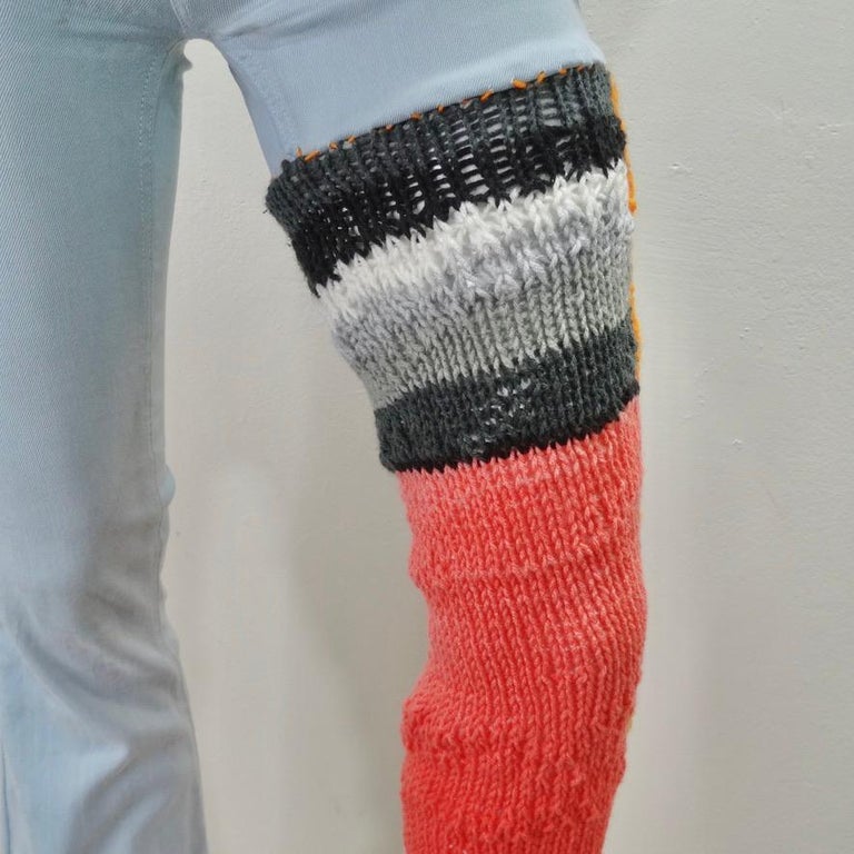 Elliana Capri Asymmetric Knitted Leg Low Rise Jeans For Sale at 1stDibs