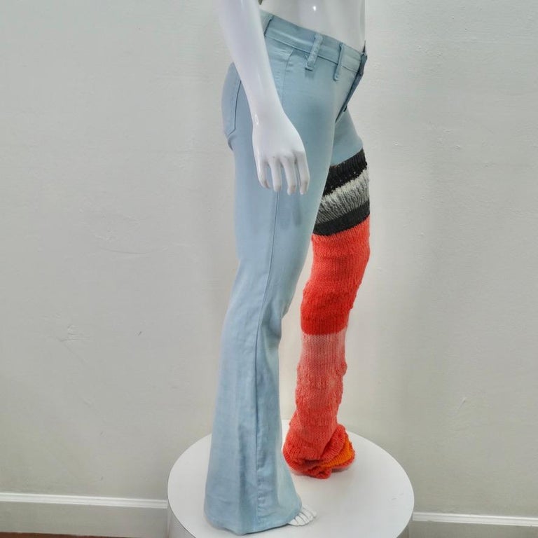 Elliana Capri Asymmetric Knitted Leg Low Rise Jeans For Sale at 1stDibs