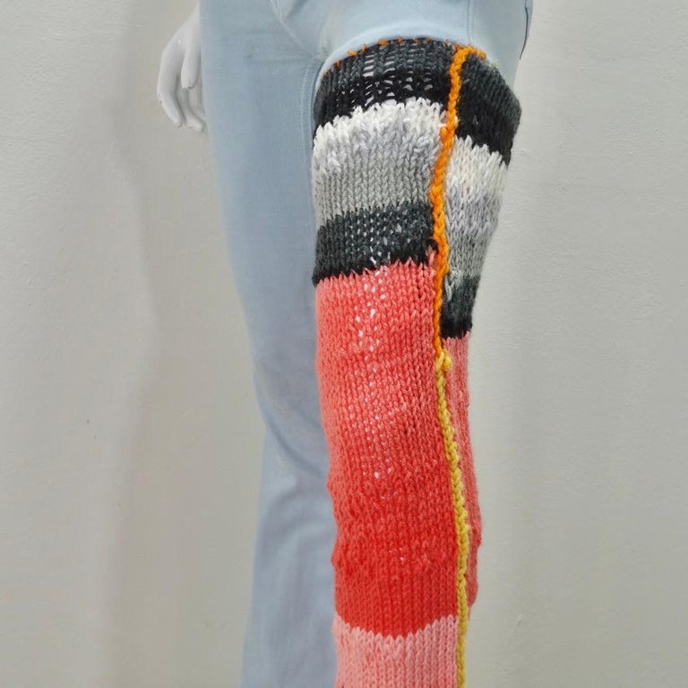 Elliana Capri Asymmetric Knitted Leg Low Rise Jeans For Sale at 1stDibs