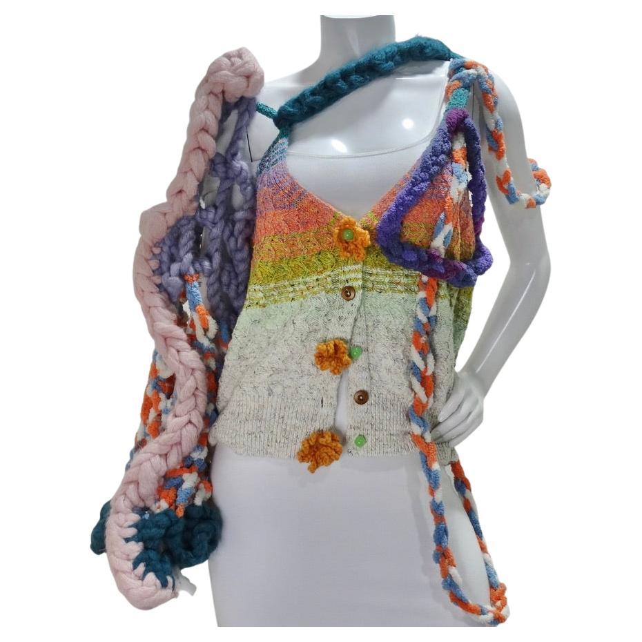 Elliana Capri Reworked Chunky Knit Asymmetric Cardigan For Sale at 1stDibs