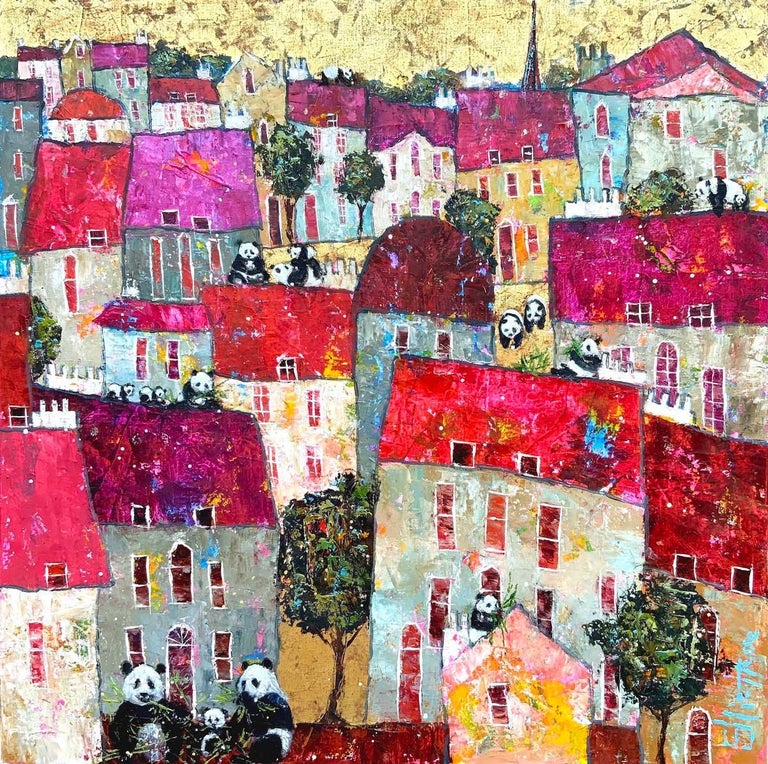 Ellie Hesse - Panda Picnic - contemporary urban landscape colorful ...