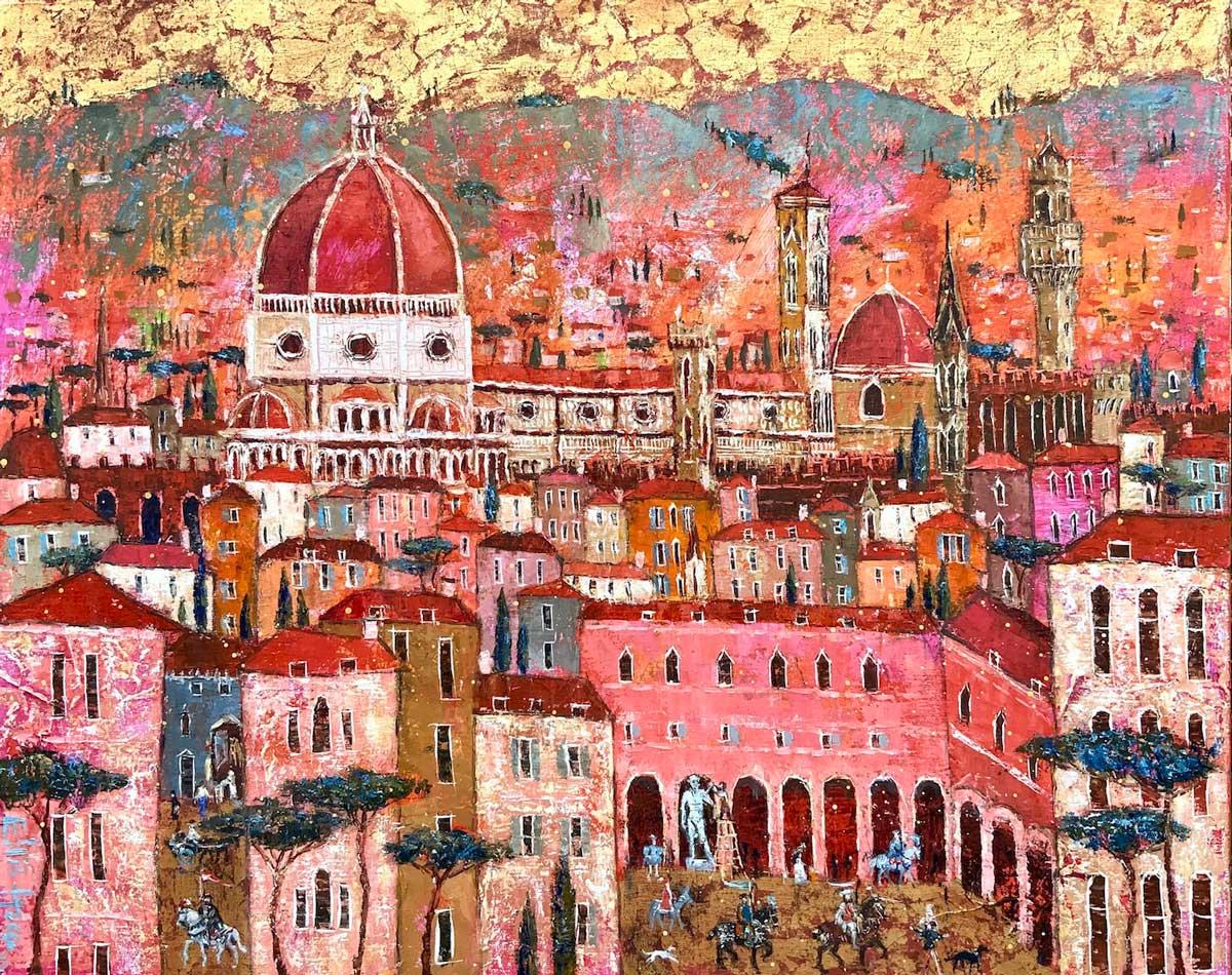 Ellie Hesse - Gondoliers - contemporary colorful Italian Venice urban ...