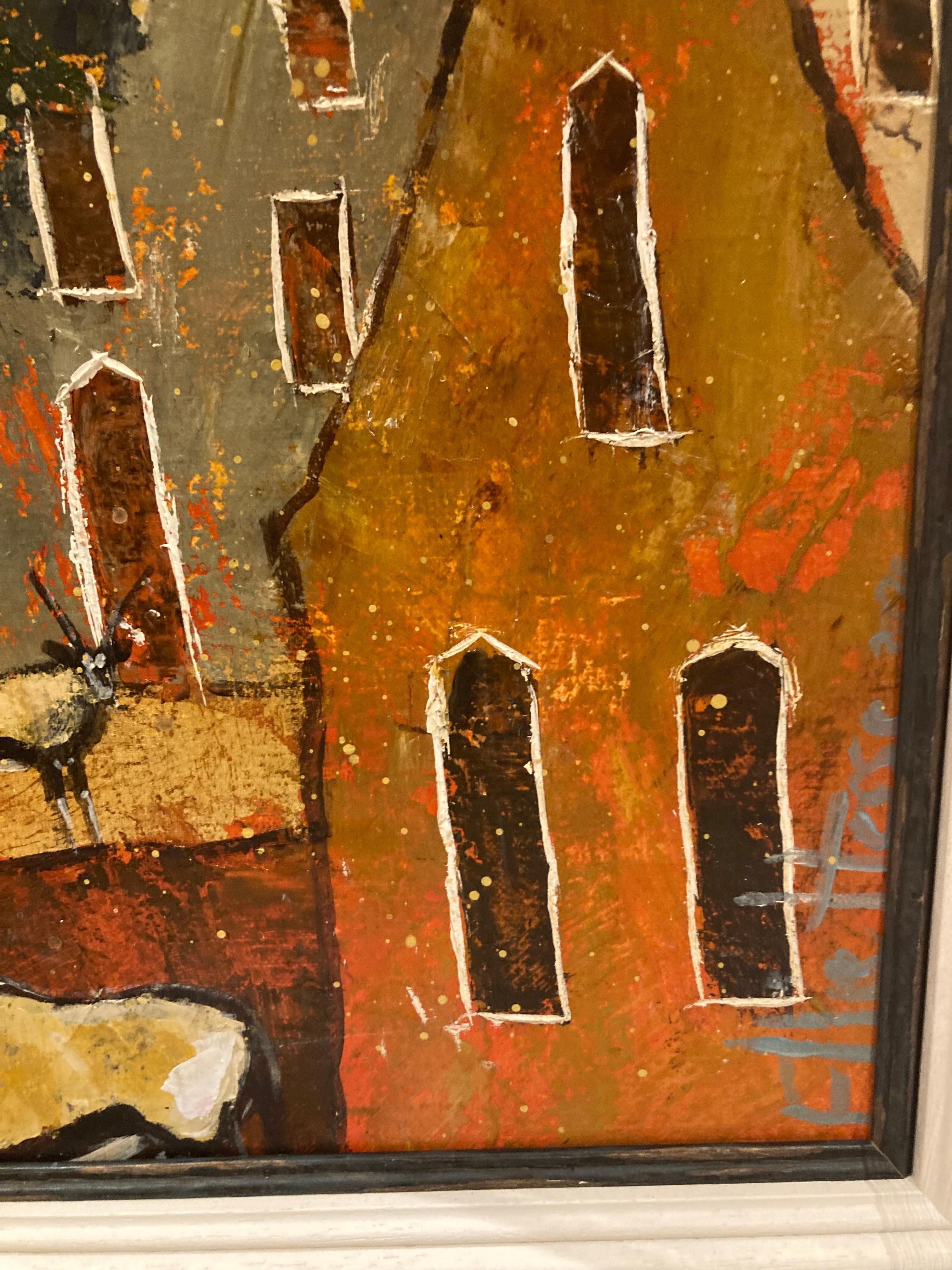 Ellie Hesse - Savannah City II - contemporary colorful townscape ...