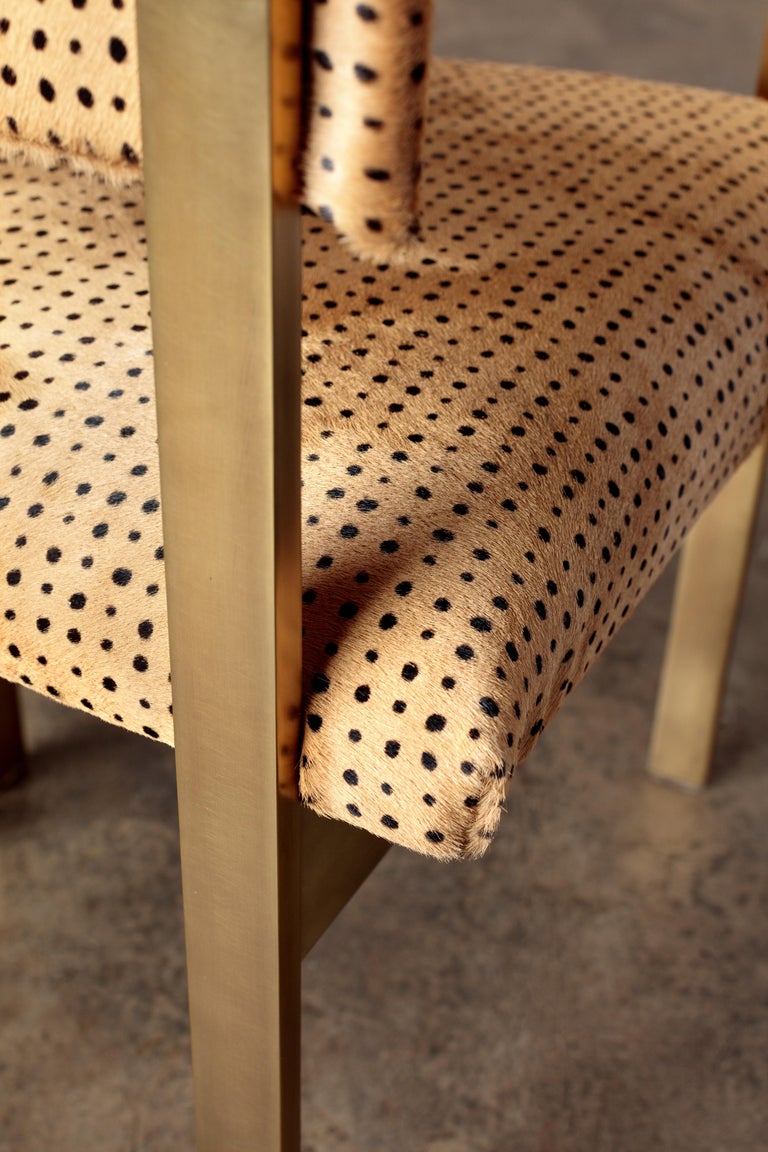 Burnished Brass Elliott Chair in Camel Black Hair-on-Hide by Kelly ...