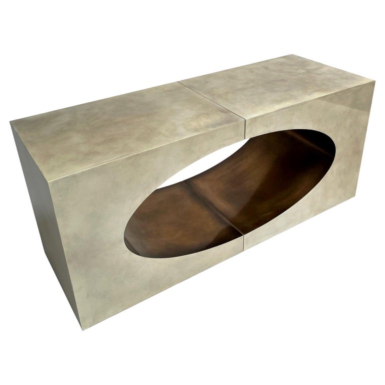 Ellipse Cocktail Table in Parchment and Bronze By Newell Design Studio ...