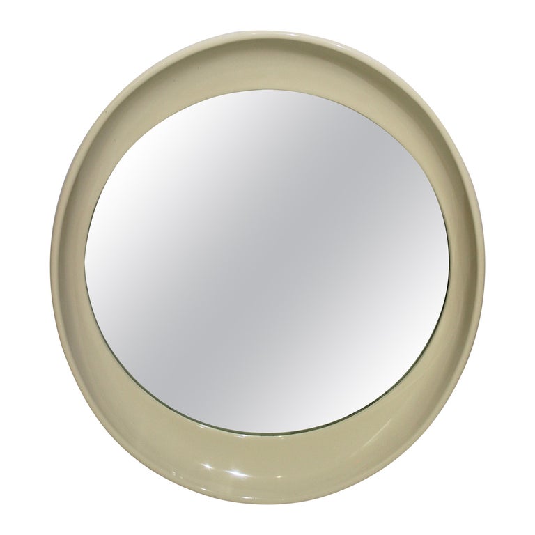 Elliptical Mirror in Cream Color Resin, Italy at 1stDibs