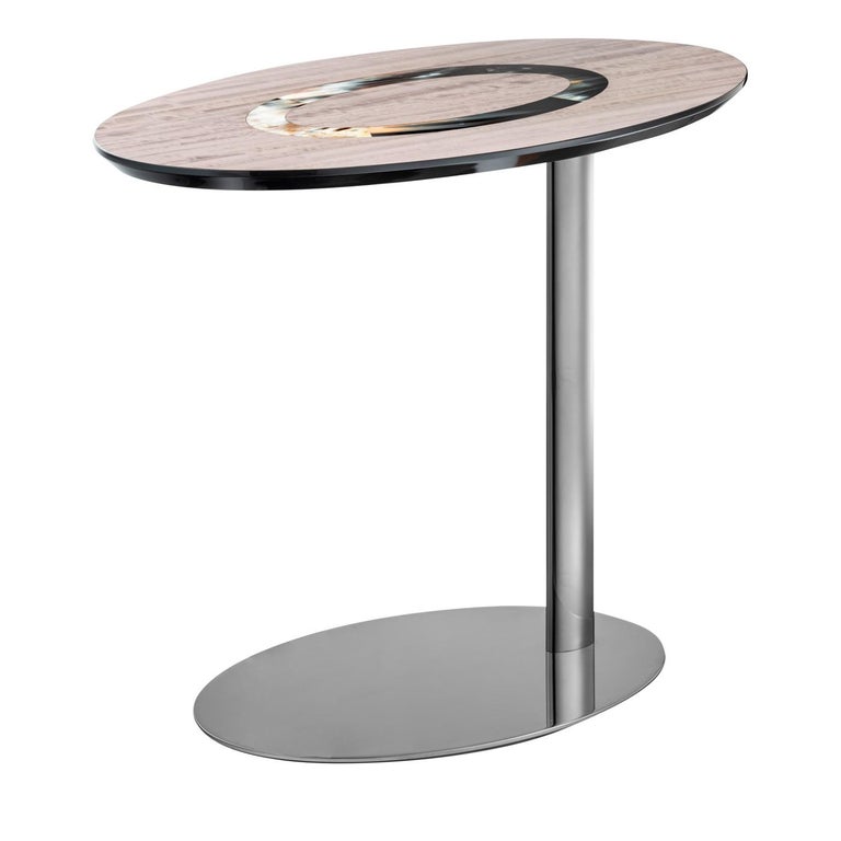 Elliptical One-Leg Side Table For Sale at 1stdibs