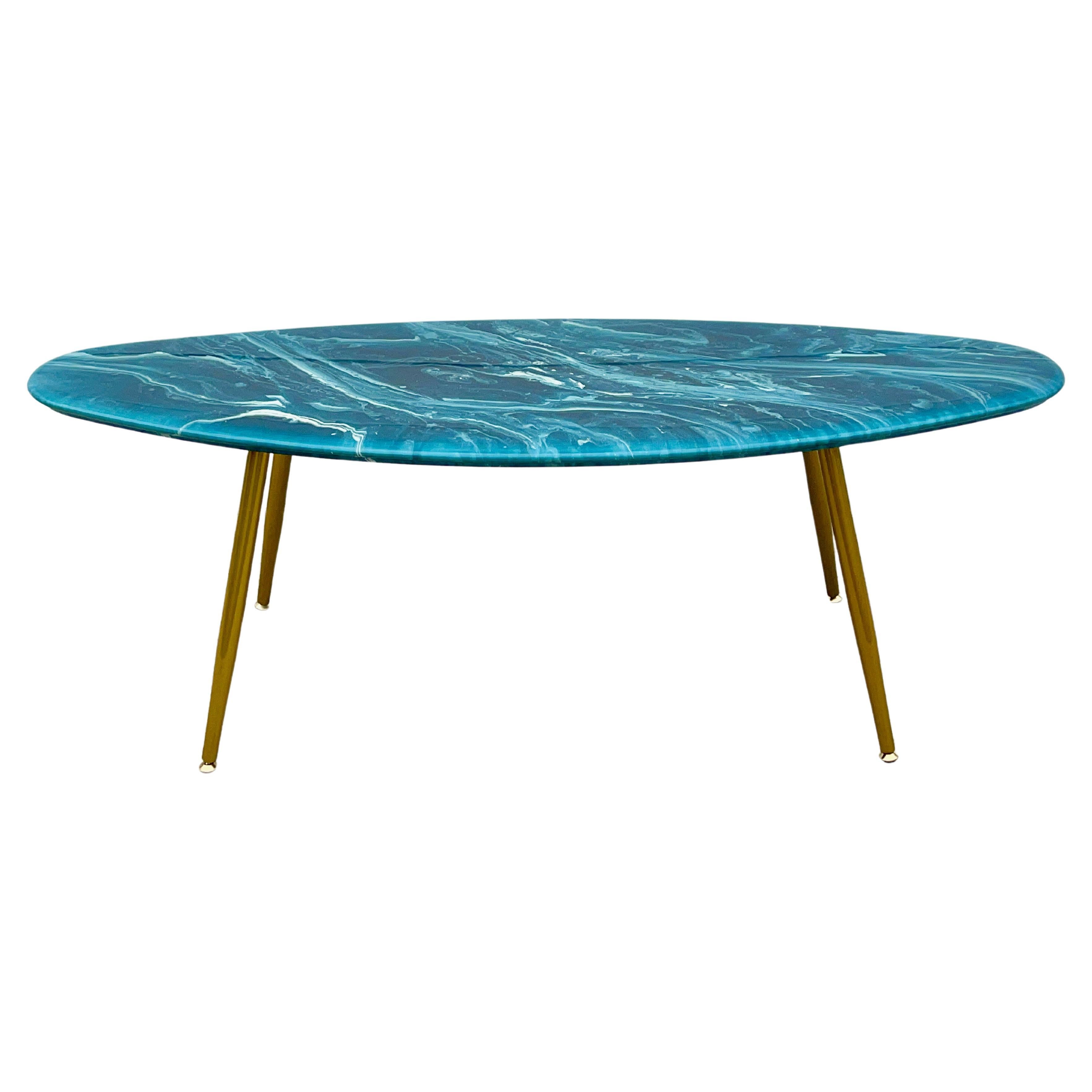 Elliptical Oval MarbleCraft Cocktail Table For Sale at 1stDibs