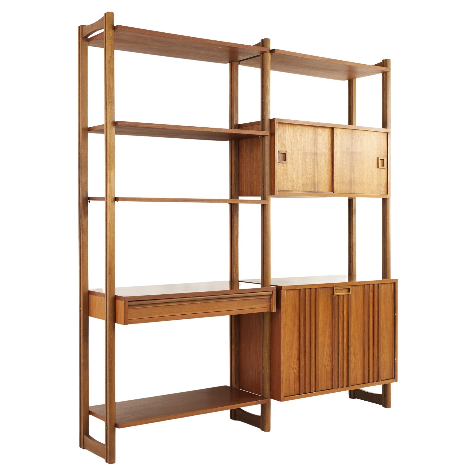 Outstanding 5 Bay American Walnut Wall Unit, Mid-Century Danish Modern ...
