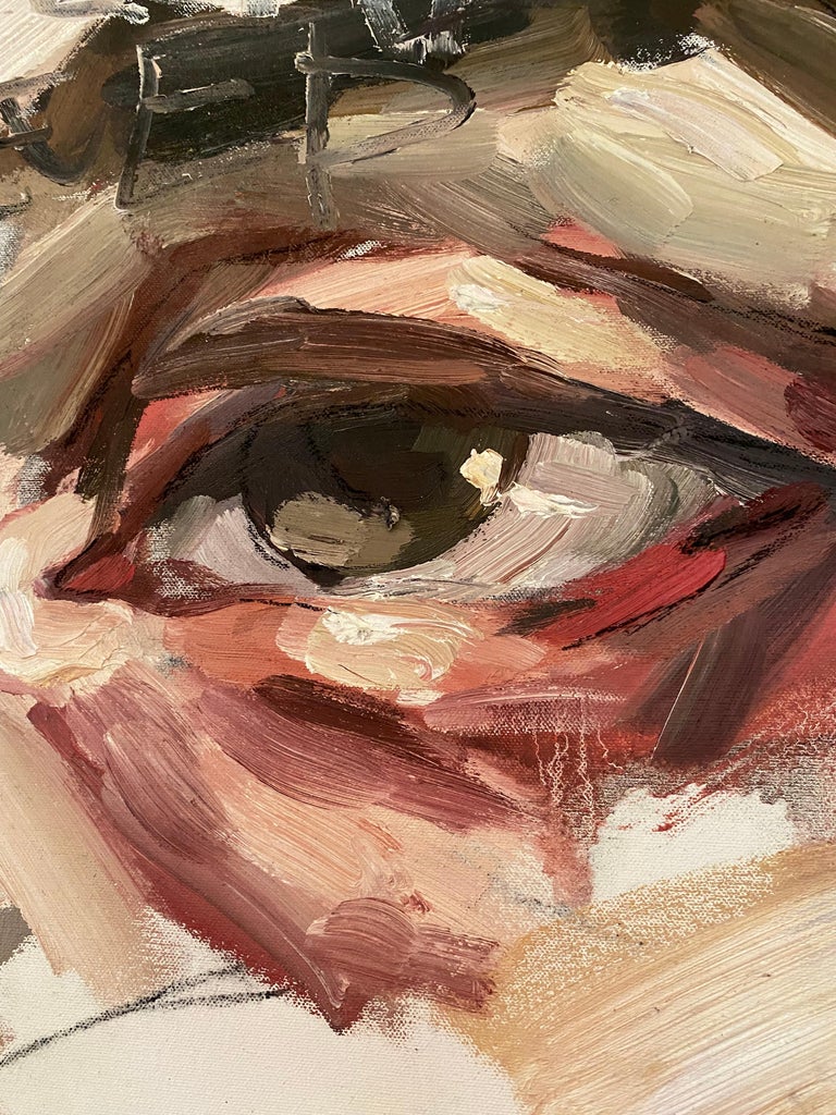 Elly Smallwood - Large Oil and Charcoal on Canvas Portrait Painting ...