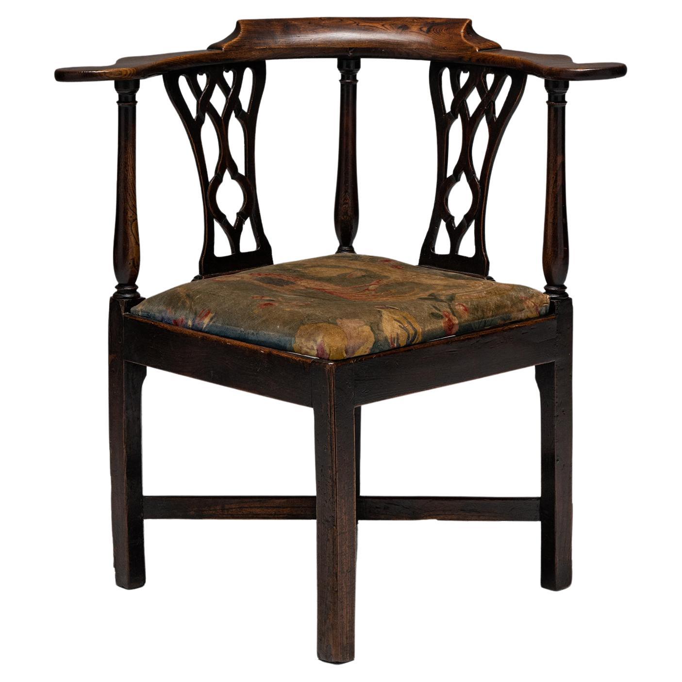 English Provincial Elm Corner Chair For Sale at 1stDibs
