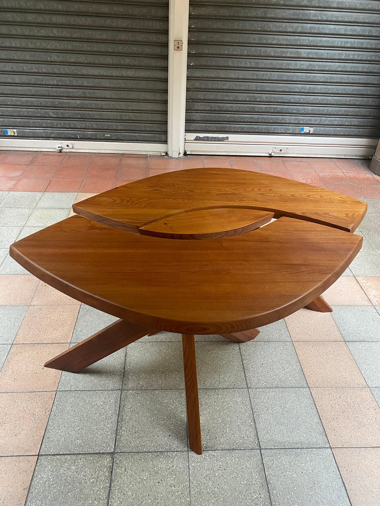 Elm Dining Table "T22-Eye", Pierre Chapo, Circa 1970 For Sale at 1stDibs