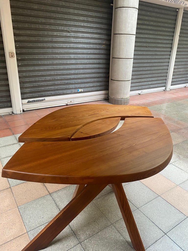 Elm Dining Table "T22-Eye", Pierre Chapo, Circa 1970 For Sale at 1stDibs