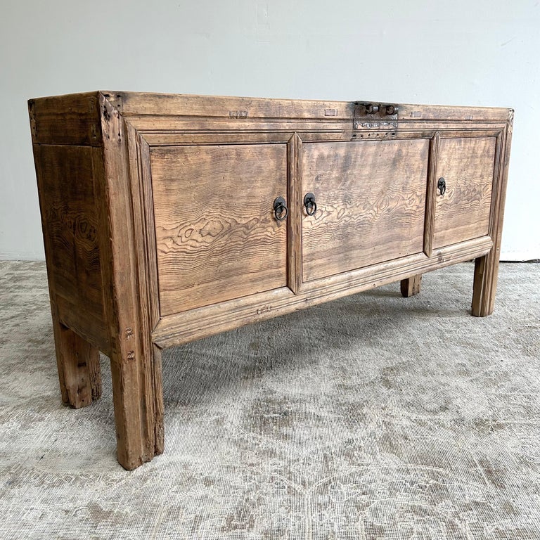 Elm Wood 3 Door Cabinet For Sale at 1stDibs