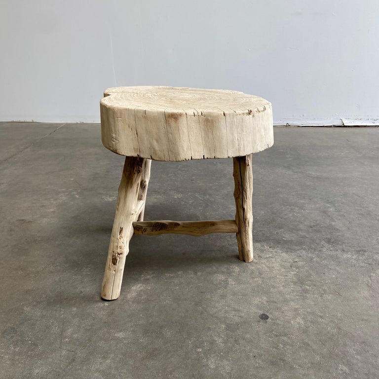Elm Wood Slice Stump Side Table with Legs at 1stDibs