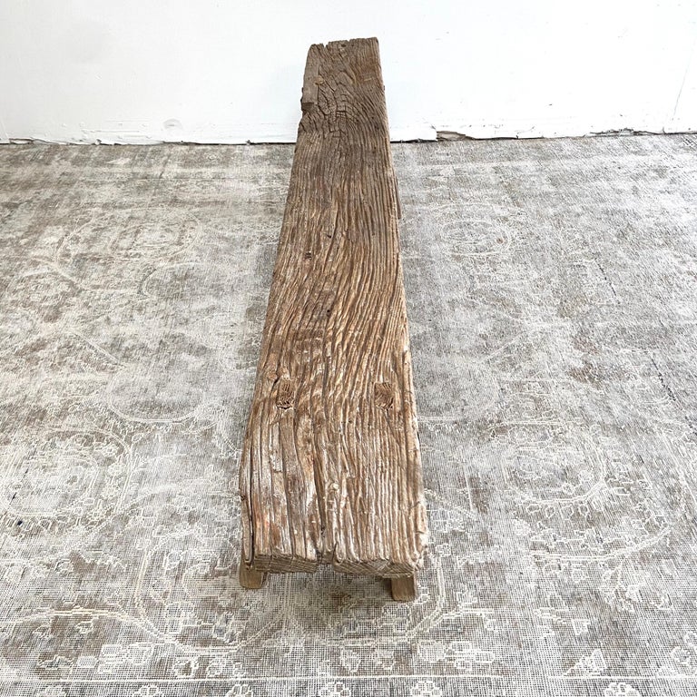 Elm Wood Wide Seat Bench 86″ For Sale at 1stDibs