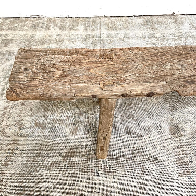 Elm Wood Wide Seat Bench 86″ For Sale at 1stDibs