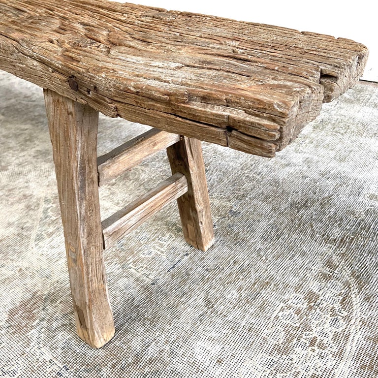Elm Wood Wide Seat Bench 86″ For Sale at 1stDibs