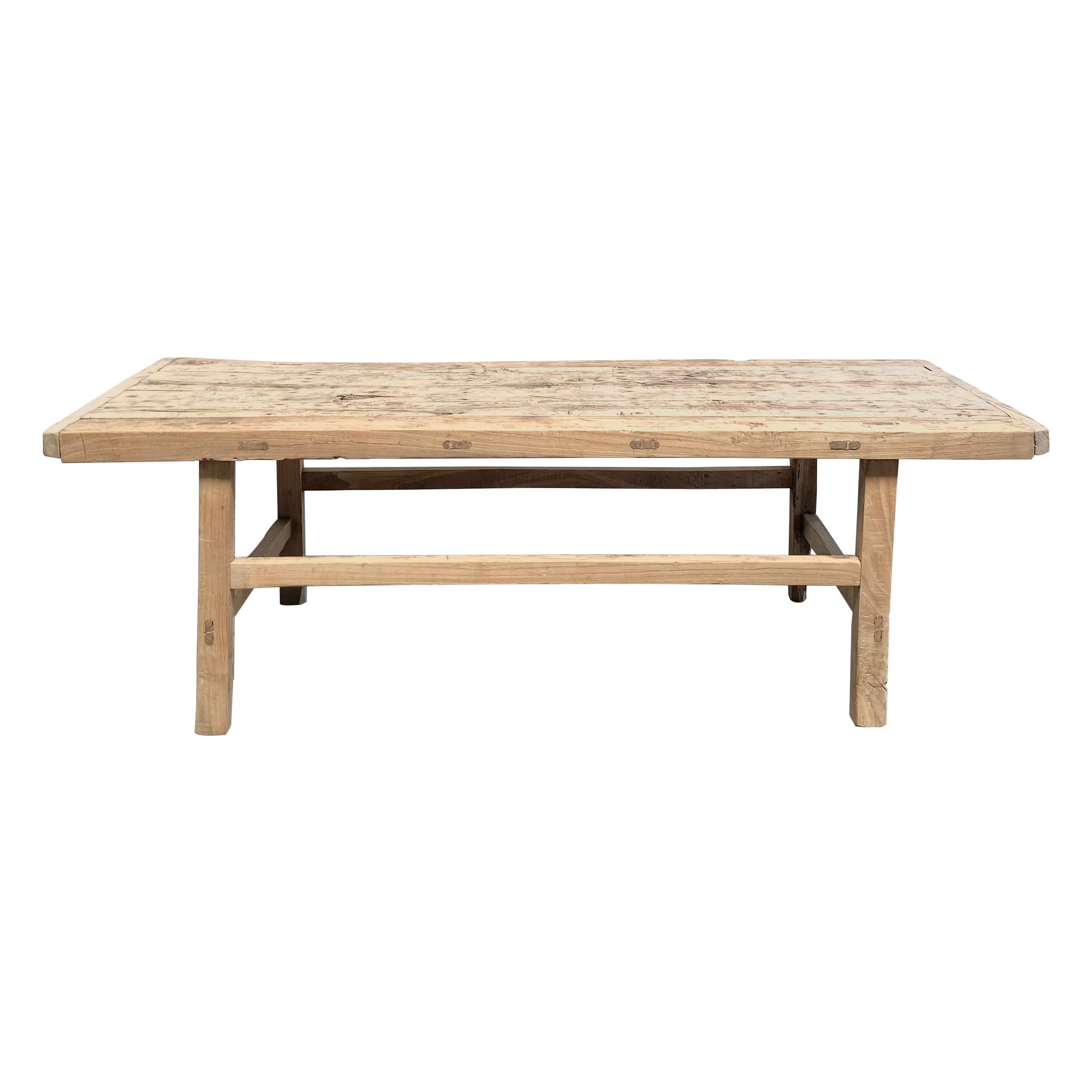 Vintage Elm Wood Coffee Table or Wide Seat Bench For Sale at 1stDibs