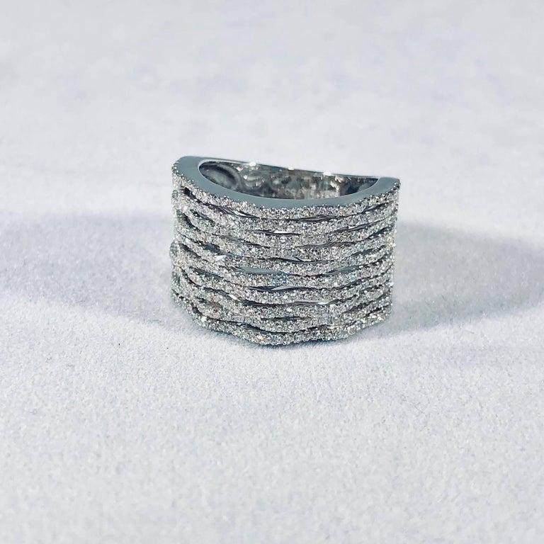 Elma Designs 18 Karat White Gold and Diamond Cocktail Fashion Ring For ...