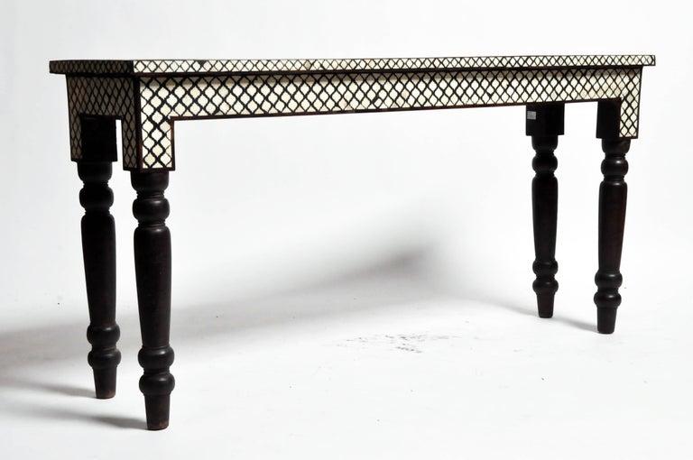 Elongated Bone Inlay Console Table at 1stDibs