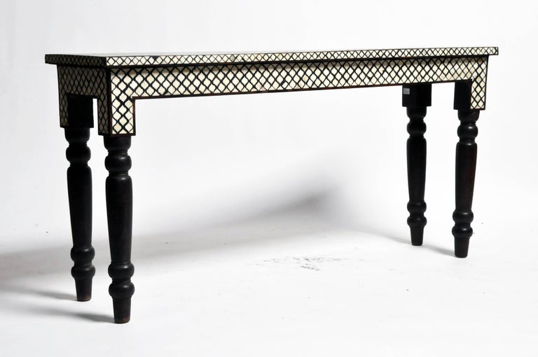 Elongated Bone Inlay Console Table at 1stDibs