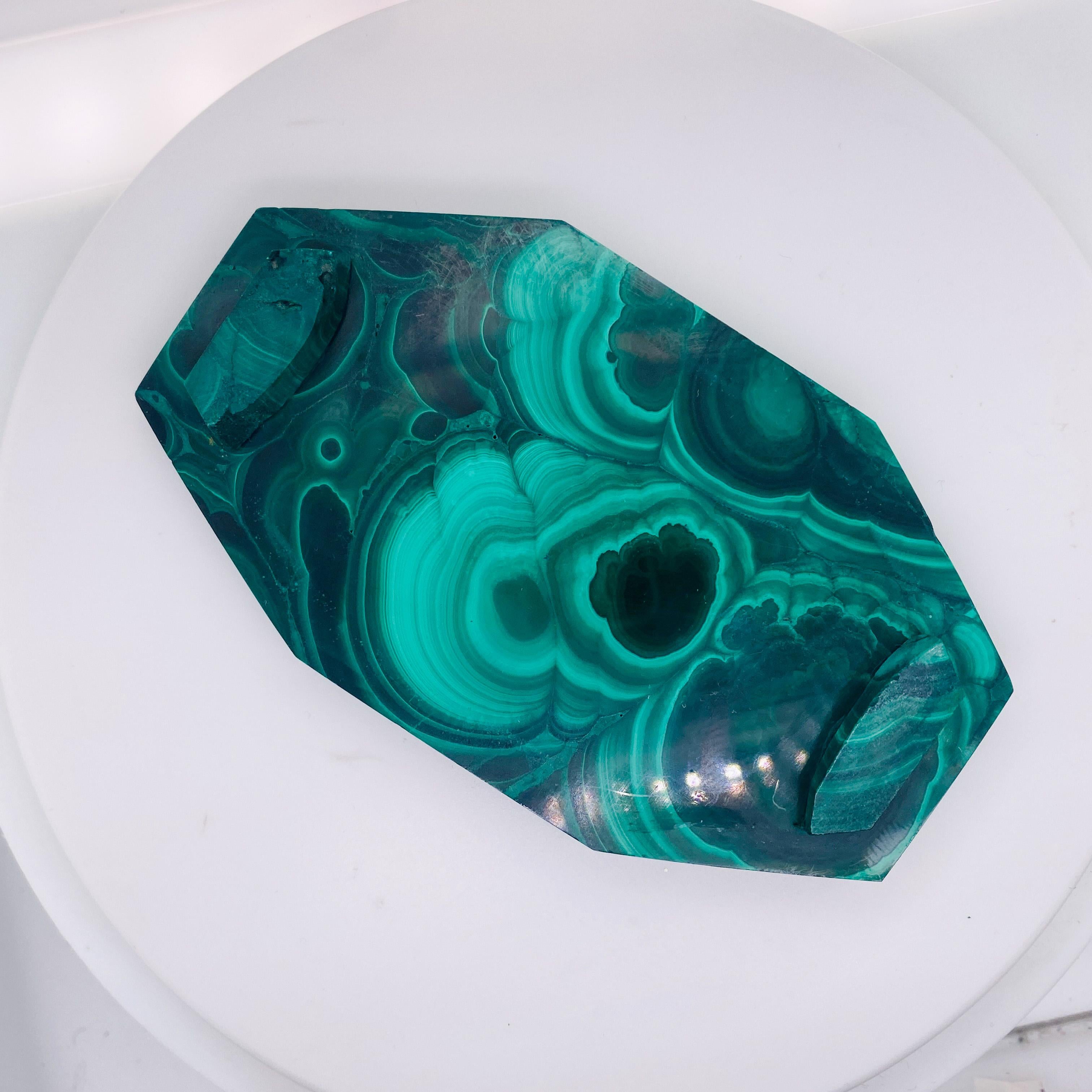 Elongated Octagon Malachite Slab Trinket Box, 14.5 ounces For Sale at ...