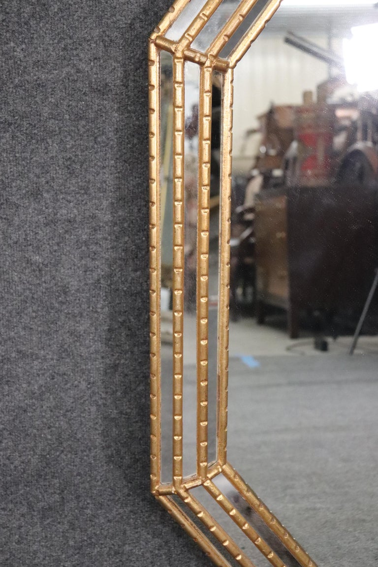 Elongated Octagonal Gilded Hollywood Regency Mirror circa 1960s at 1stDibs