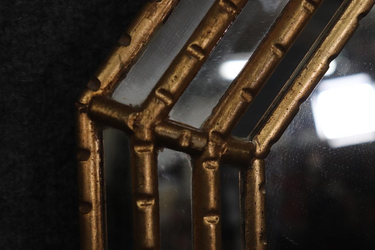 Elongated Octagonal Gilded Hollywood Regency Mirror circa 1960s at 1stDibs