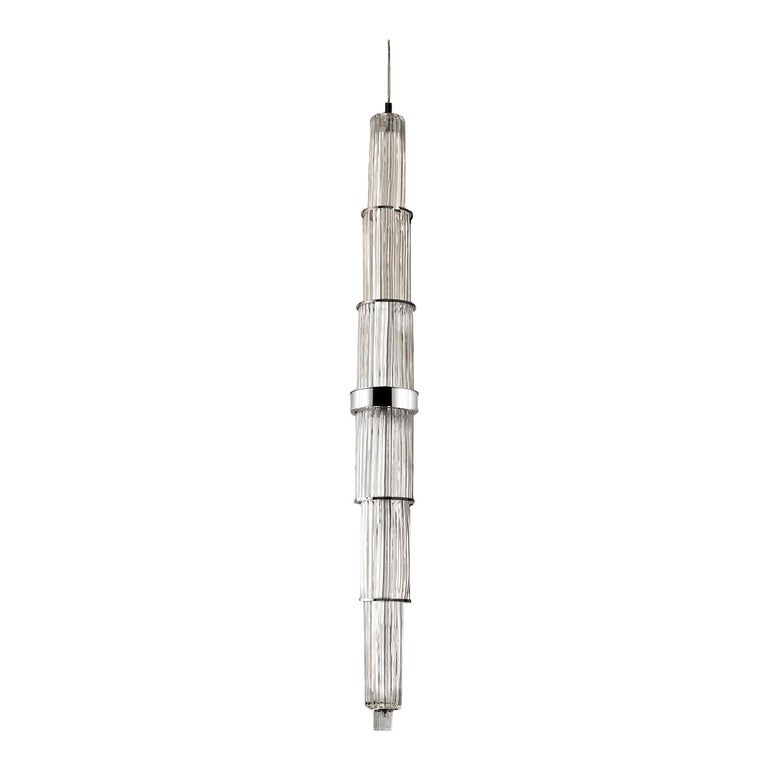 Elongated Pendant Lamp in Transparent Glass For Sale at 1stDibs