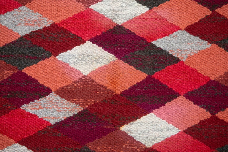 Elsa Gullberg, Polychrome Diamond Shaped Pattern Rug, Sweden 1940's For ...