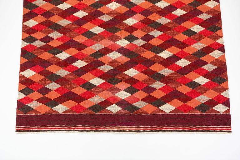 Elsa Gullberg, Polychrome Diamond Shaped Pattern Rug, Sweden 1940's For ...