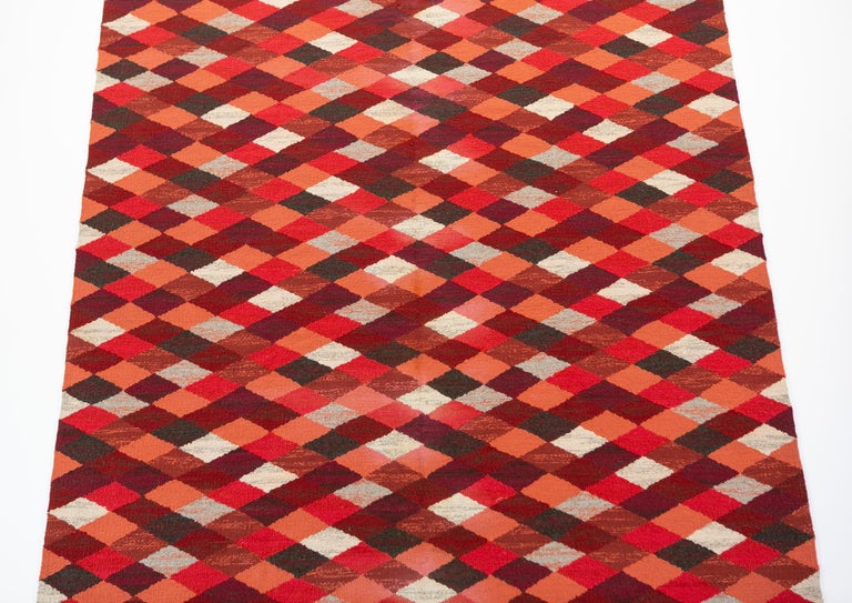 Elsa Gullberg, Polychrome Diamond Shaped Pattern Rug, Sweden 1940's For ...