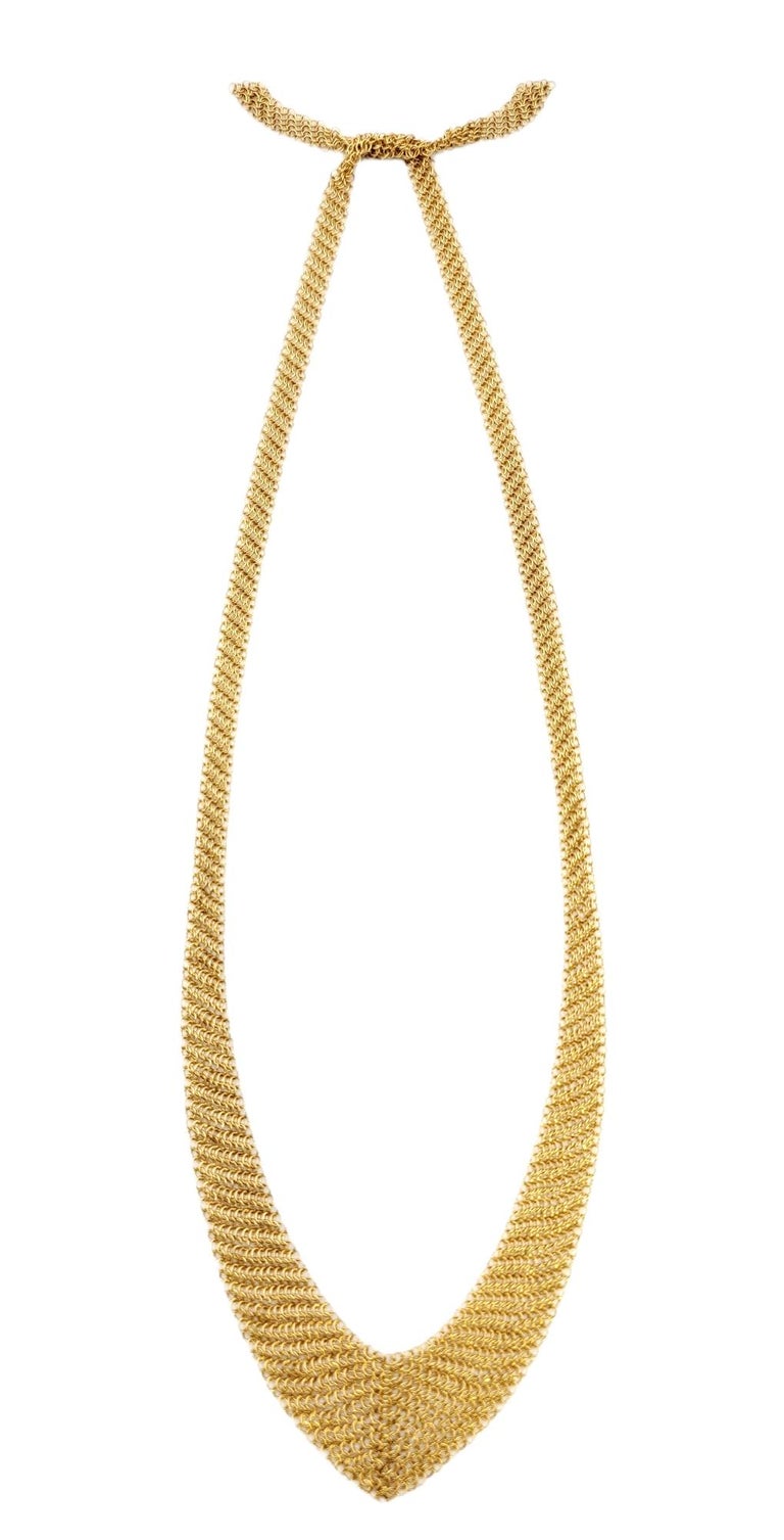 Elsa Peretti for Tiffany and Co. 18 Yellow Karat Gold Mesh Bib Necklace ...