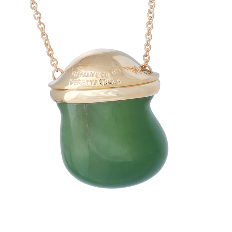 Elsa Peretti for Tiffany and Co. Jade and Gold Bottle Pendant For Sale ...