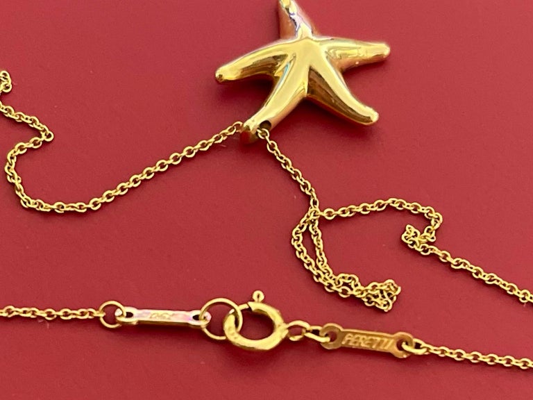Elsa Peretti Starfish Pendant and Chain in 18k Yellow Gold For Sale at ...