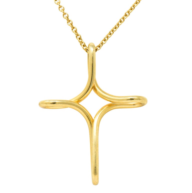 Elsa Peretti Tiffany and Co. 18 Karat Gold Infinity Cross Pendant ...