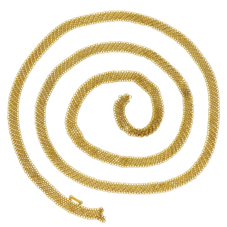 Elsa Peretti Tiffany and Co. 18 Karat Gold Mesh Scarf Chain Necklace at ...